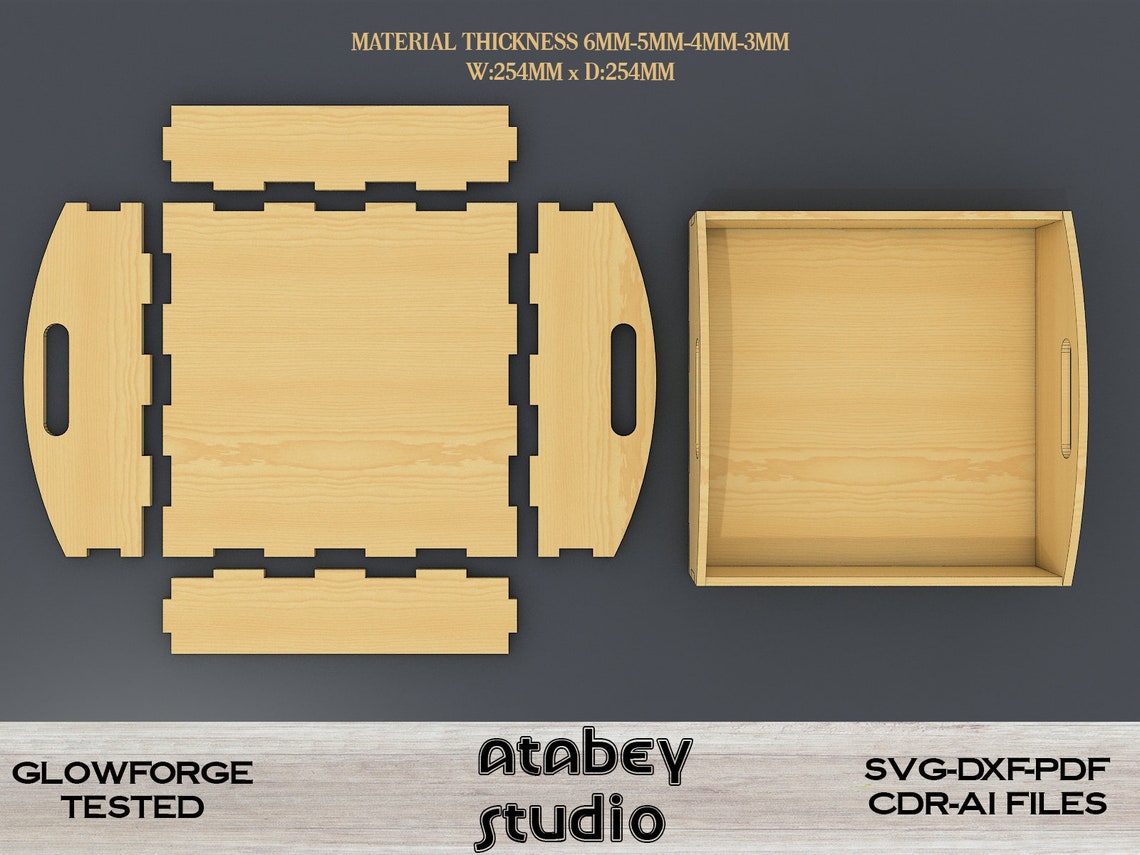 Flat Wooden Serving Tray Laser Cut SVG Files Laser Machınes - Etsy