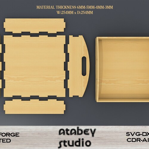 Flat Wooden Serving Tray Laser Cut SVG Files Glowforge - Etsy