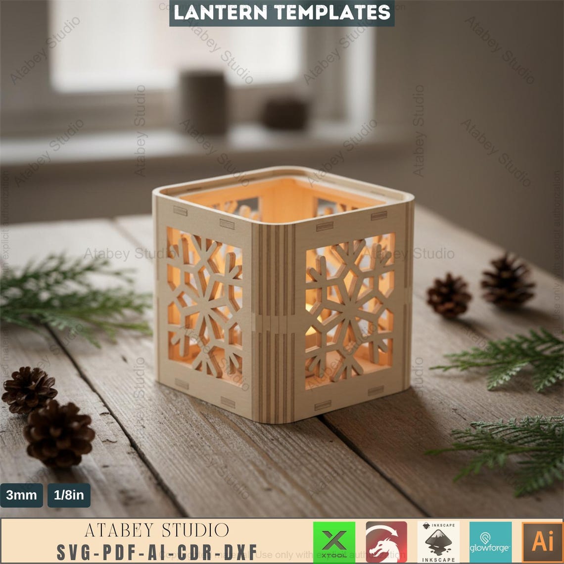Christmas Lantern Laser Cut Templates | Festive Xmas Candle Holders ...