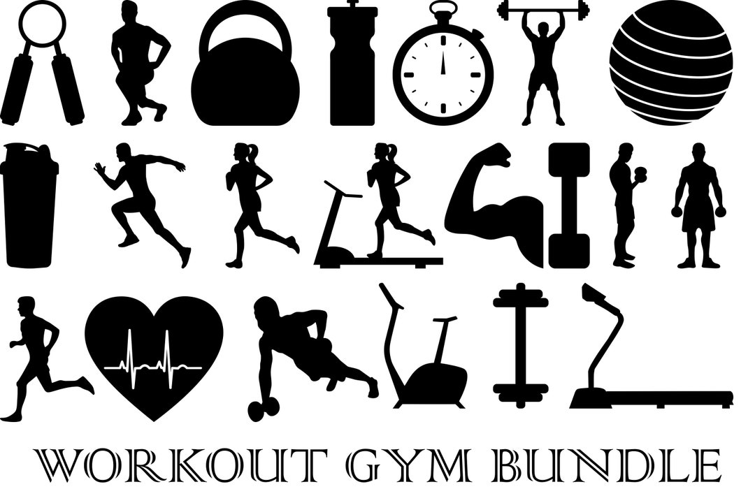 Ultimate Workout Gym SVG Bundle - Running, Muscle Lifting, Dumbbell ...