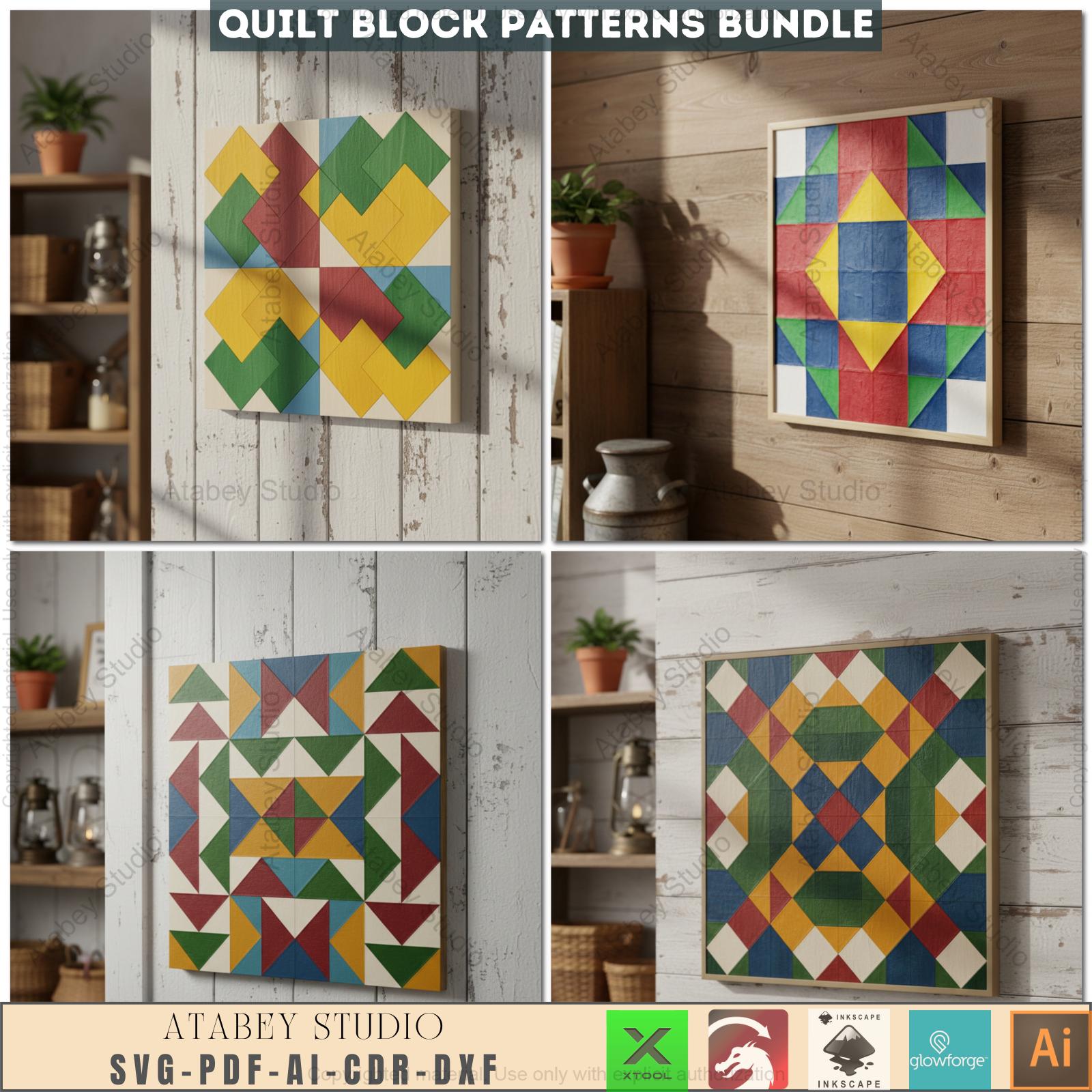 Barn Quilt Block Pattern Mega Bundle | DIY Patchwork Cutting Templates ...