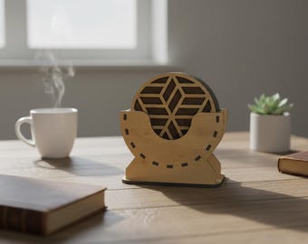 Coaster Holder SVG, Laser Cut File for Glowforge, Modern Drink Coaster ...
