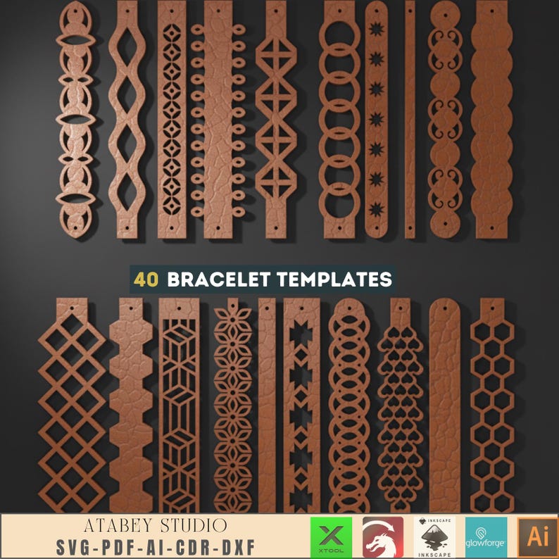 40 Leather Bracelet Laser Cut SVG Files | DIY Jewelry Crafts I Faux ...
