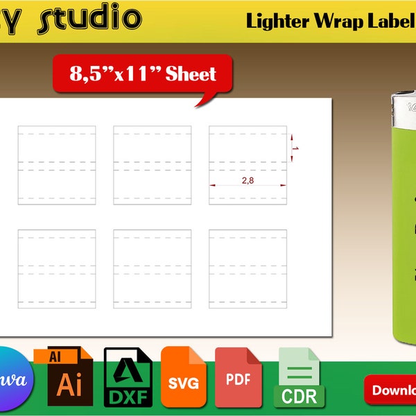 Lighter Label Template - Etsy