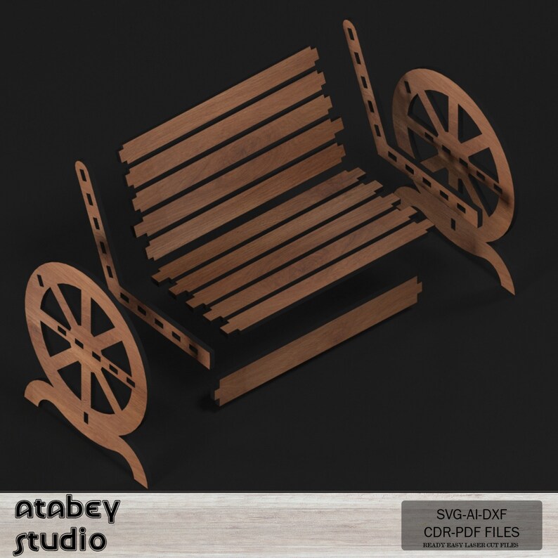 Laser Cut Garden Bench Design: Miniature Wooden Bench (digital Download ...