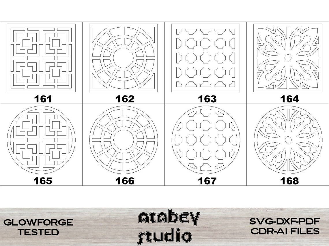 Panels Collection Geometric Patterns Cnc Vector Files for - Etsy