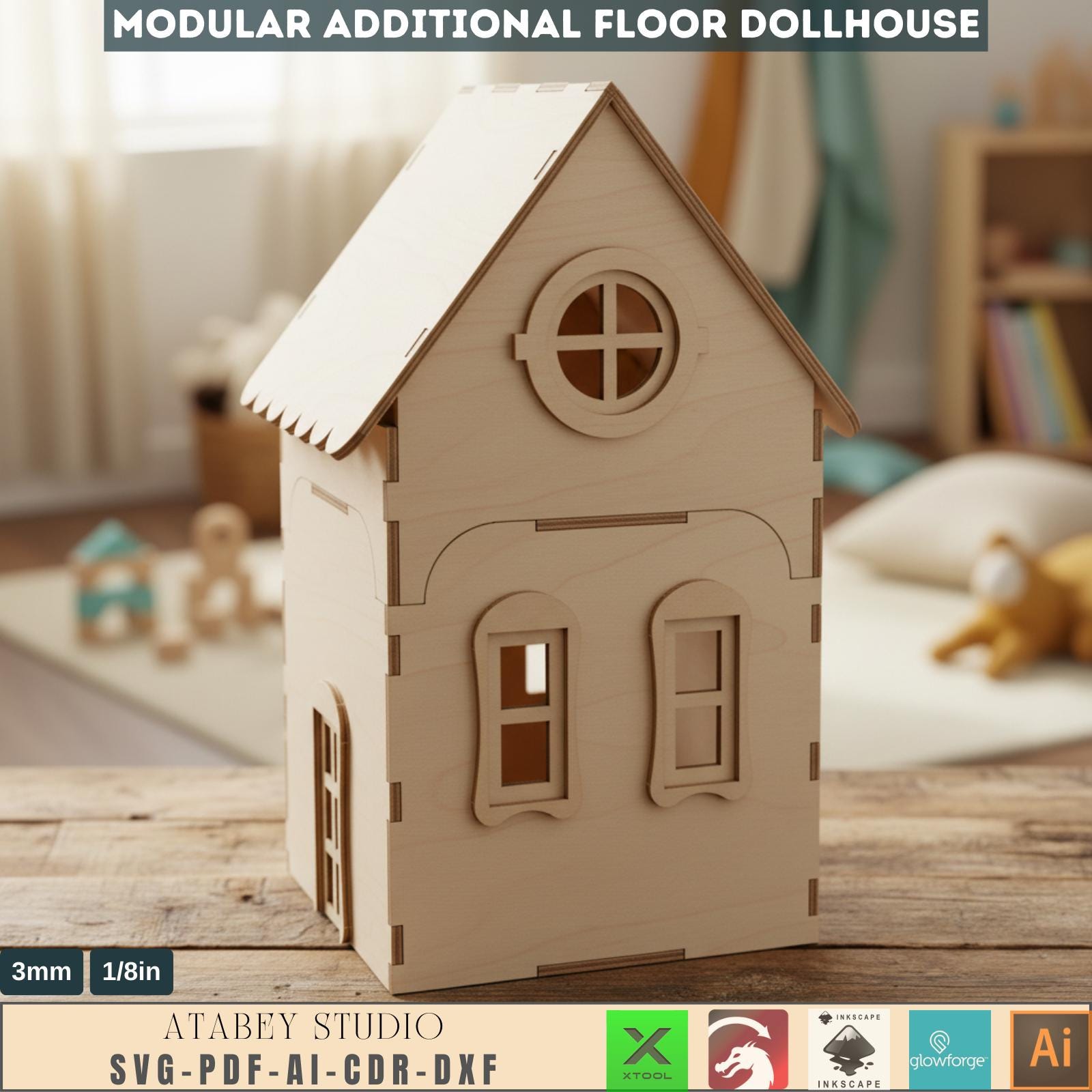 Laser Cut Dollhouse SVG Files, Modular Wooden Miniature House Plan, DIY ...
