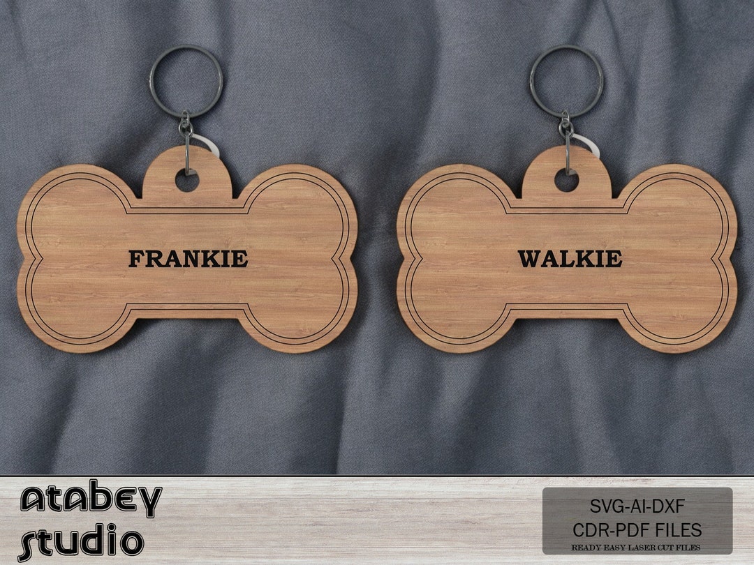 Personalized Wooden Dog Bone Tags - Custom Pet ID Labels for Laser ...