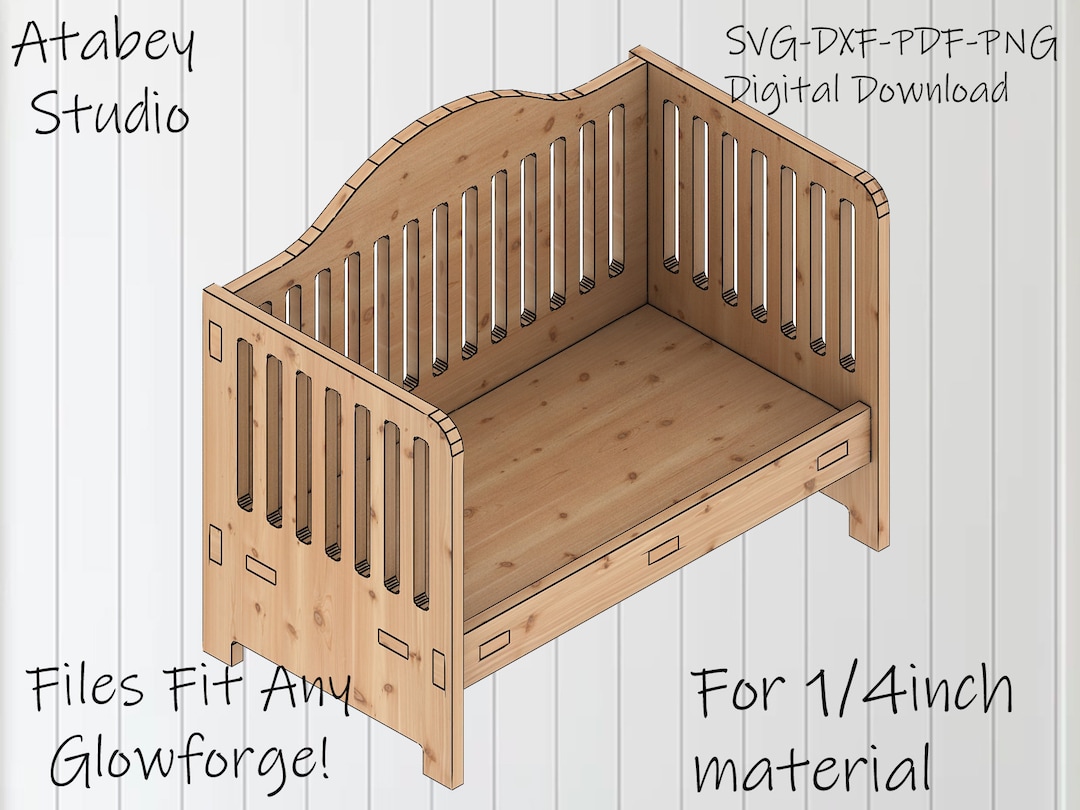 Daybed Cot Cutting File, Baby Rocker Crib, 1/4inch Plywood Crib Svg ...