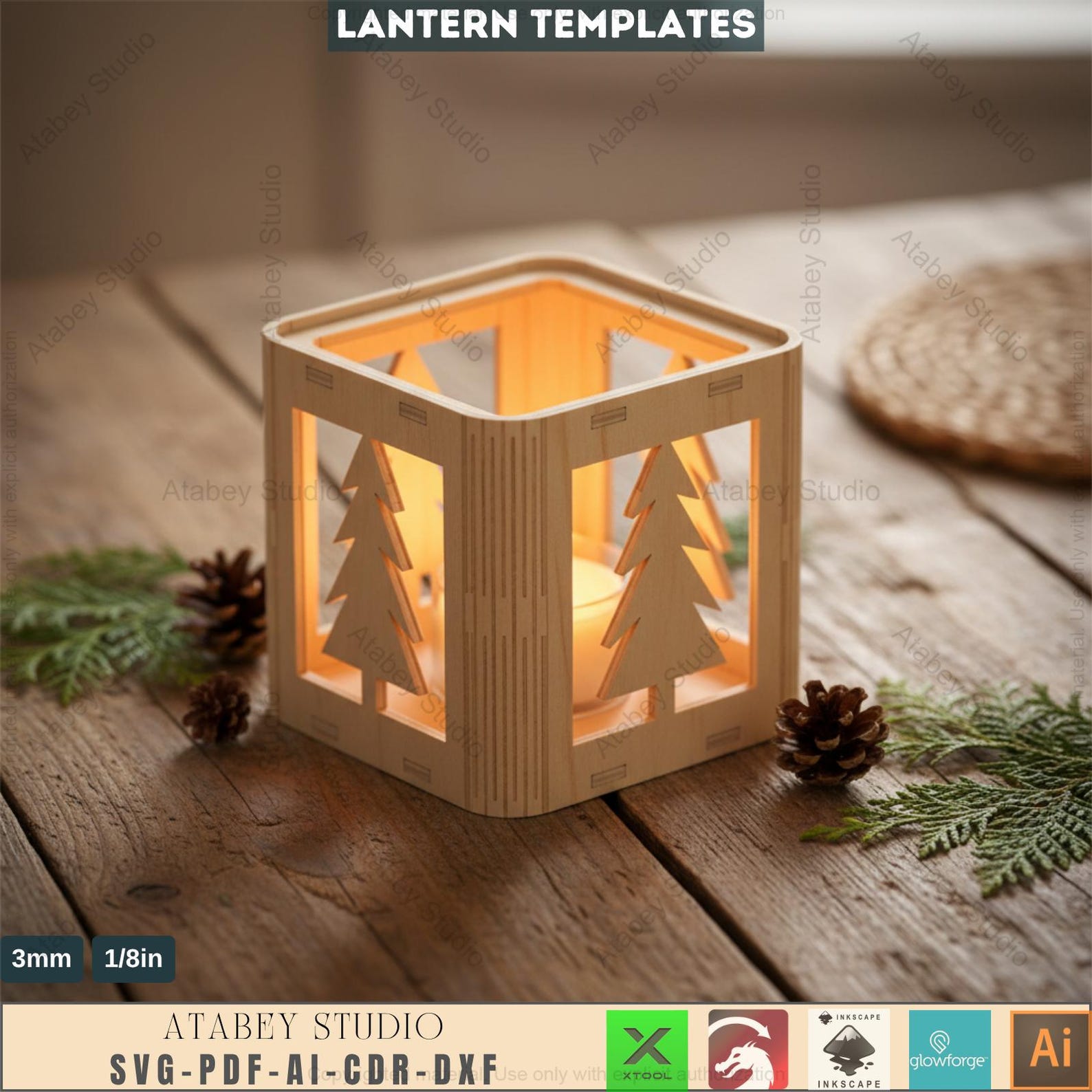 Christmas Lantern Laser Cut Templates | Festive Xmas Candle Holders ...
