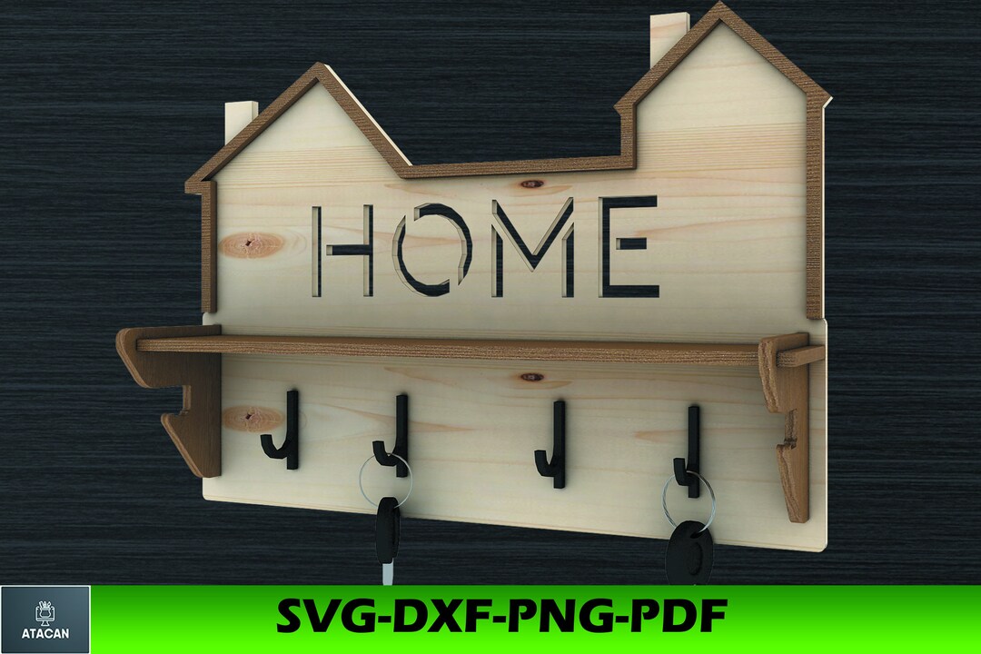 Key Hanger Svg File, Key Dxf Wall Mounted, Key Holder Laser Cut, Key ...