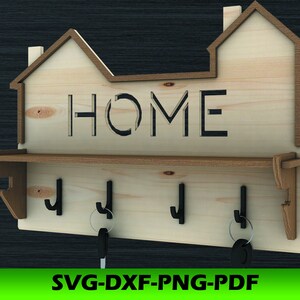 Key Hanger Svg File, Key Dxf Wall Mounted, Key Holder Laser Cut, Key ...