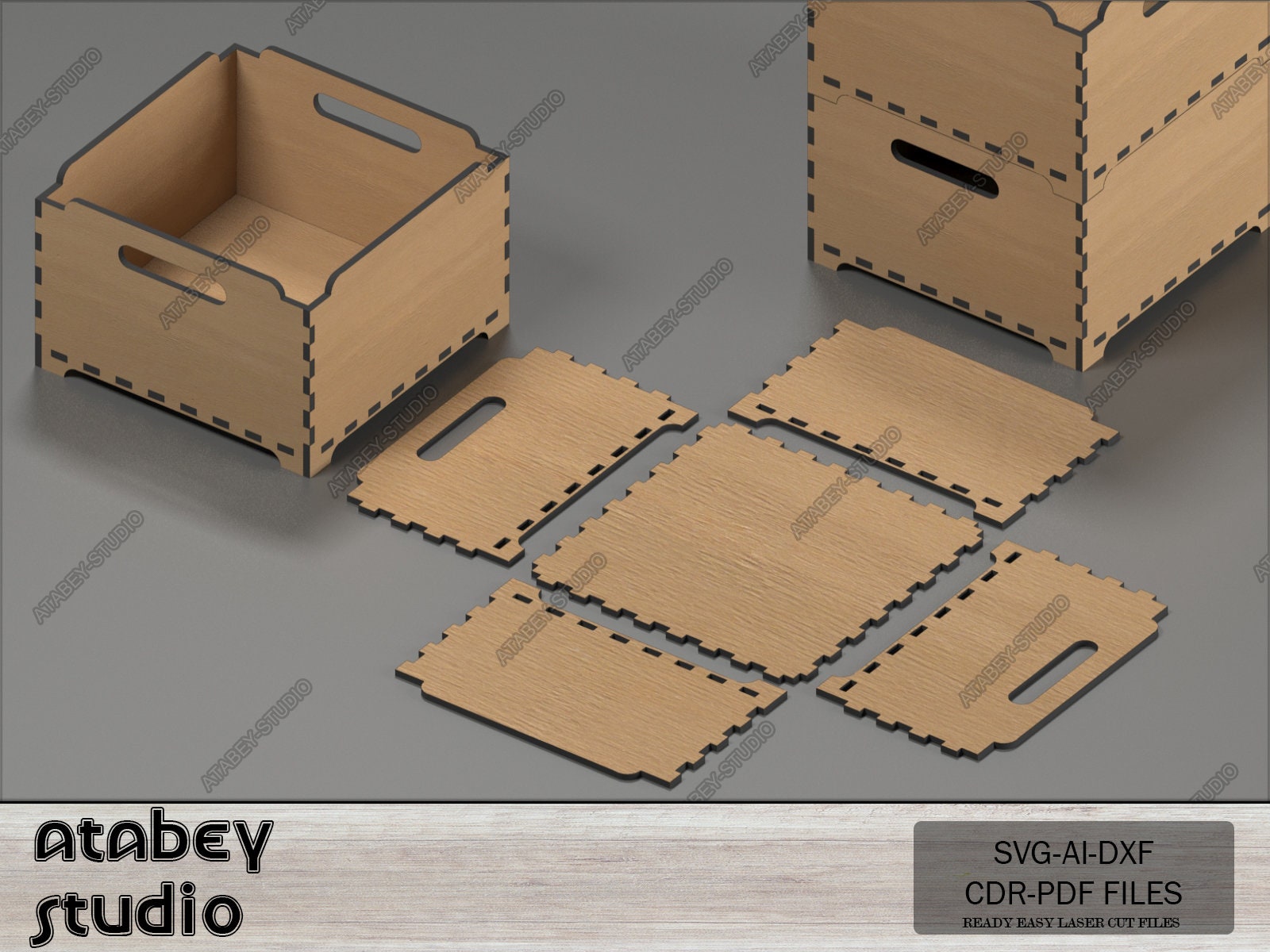 Multiple Size Stackable Box - Modular Design Storage Boxes - Wood Laser ...