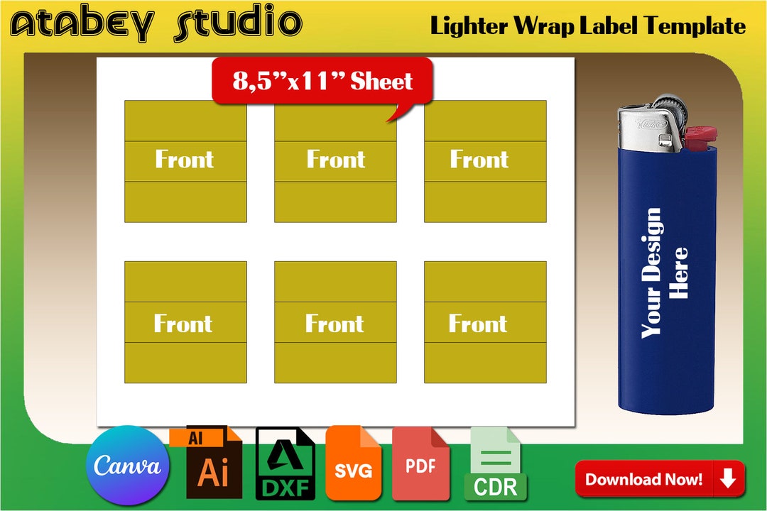Lighter Label Template Svg / Lighter Wrapper Template / Lighter Label ...