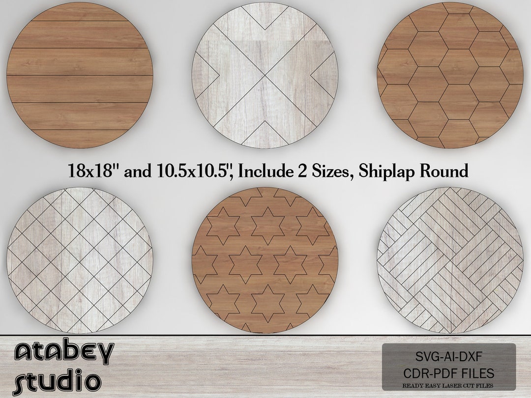 Round Faux Shiplap Patterns - Laser Cut Scorelines Sign Backer for DIY ...