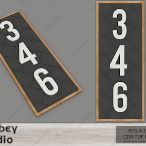 Modern Herringbone Address Sign Frame - Custom House Numbers - DIY Door ...