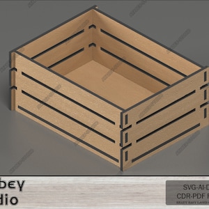 Wood Crate Boxes - Crates Vector Cut Files - Hobby Gift Box Multiple ...
