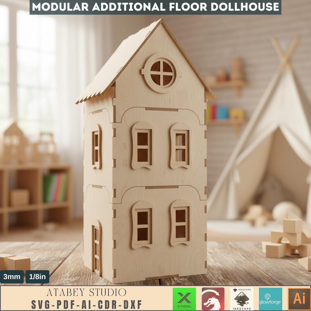 Laser Cut Dollhouse SVG Files, Modular Wooden Miniature House Plan, DIY ...