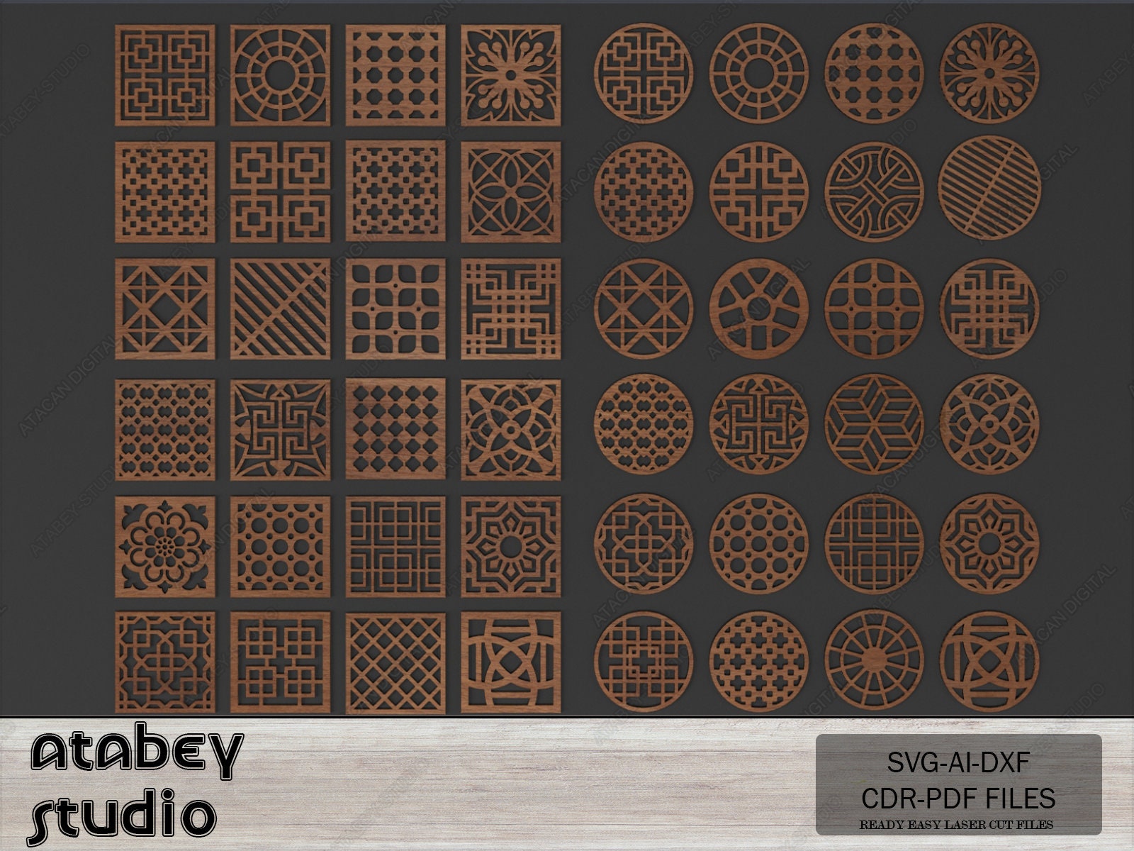 48 Geometric Patterns Laser Cut File Bundle, Modern Wall Art Panel SVG ...
