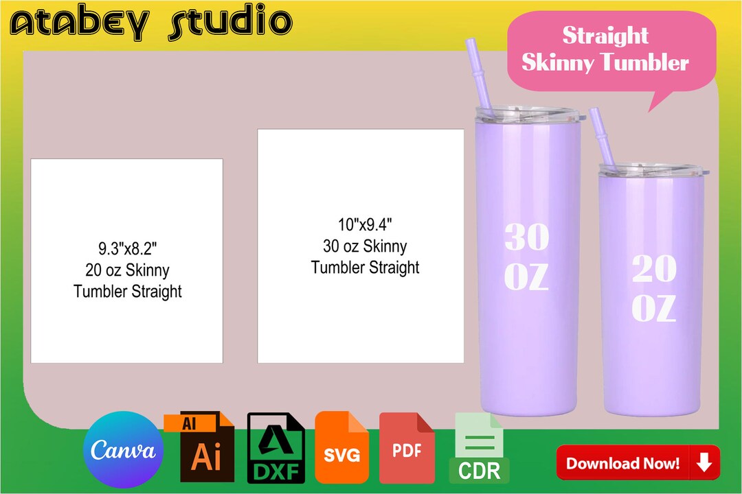 20oz Skinny Tumbler Template / 30oz Tumbler Wrap Template / Sublimation ...
