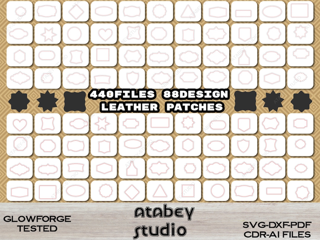 Leather Patch Bundle Svg, Leather Patch Template, Hat Patches Svg ...