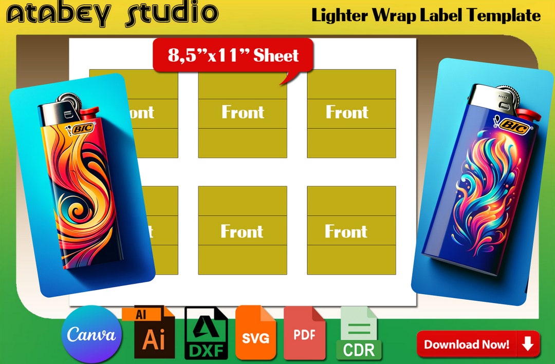 Lighter Label Template Svg / Lighter Wrapper Template / Lighter Label ...
