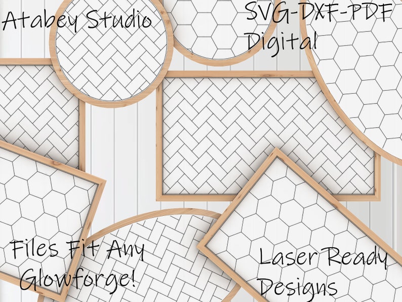Patterns for Glowforge Svg Herringbone Subway Tile Hexagon and Diamond ...