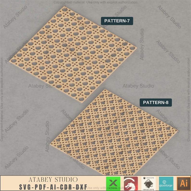 Rattan Cane Webbing SVG Bundle, 18 Rattan Patterns for Laser Cutting ...