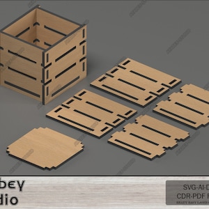 Wood Crate Boxes - Crates Vector Cut Files - Hobby Gift Box Multiple ...