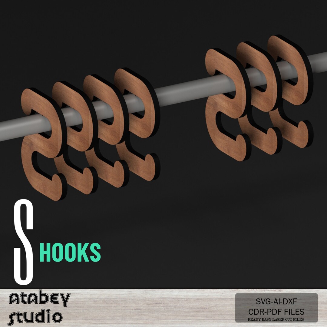 Wooden S Hook Laser Cut Wall Hooks Perfect for Kitchen, Office ...