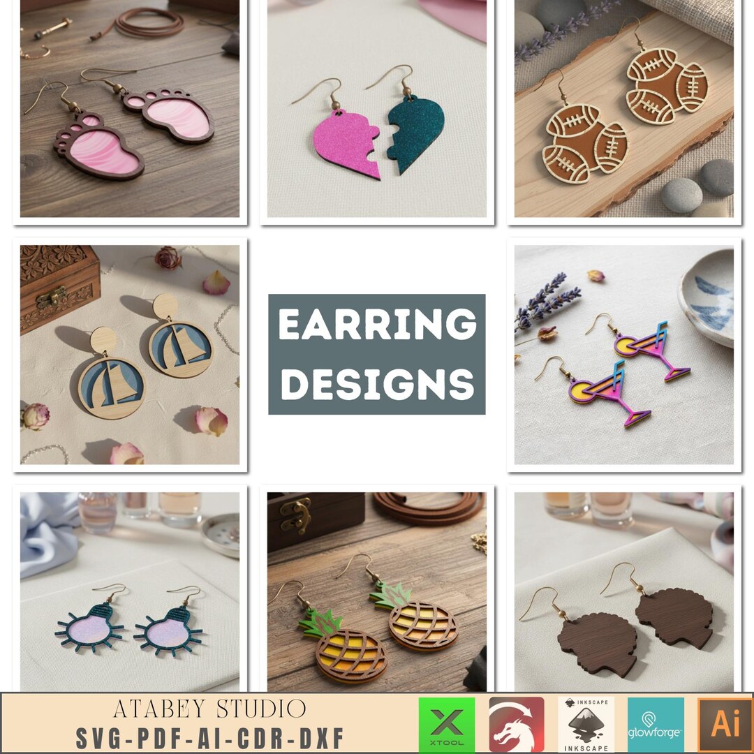 Creative Laser Cut Earring Designs / Jewelry Set / DIY Earring Designs ...
