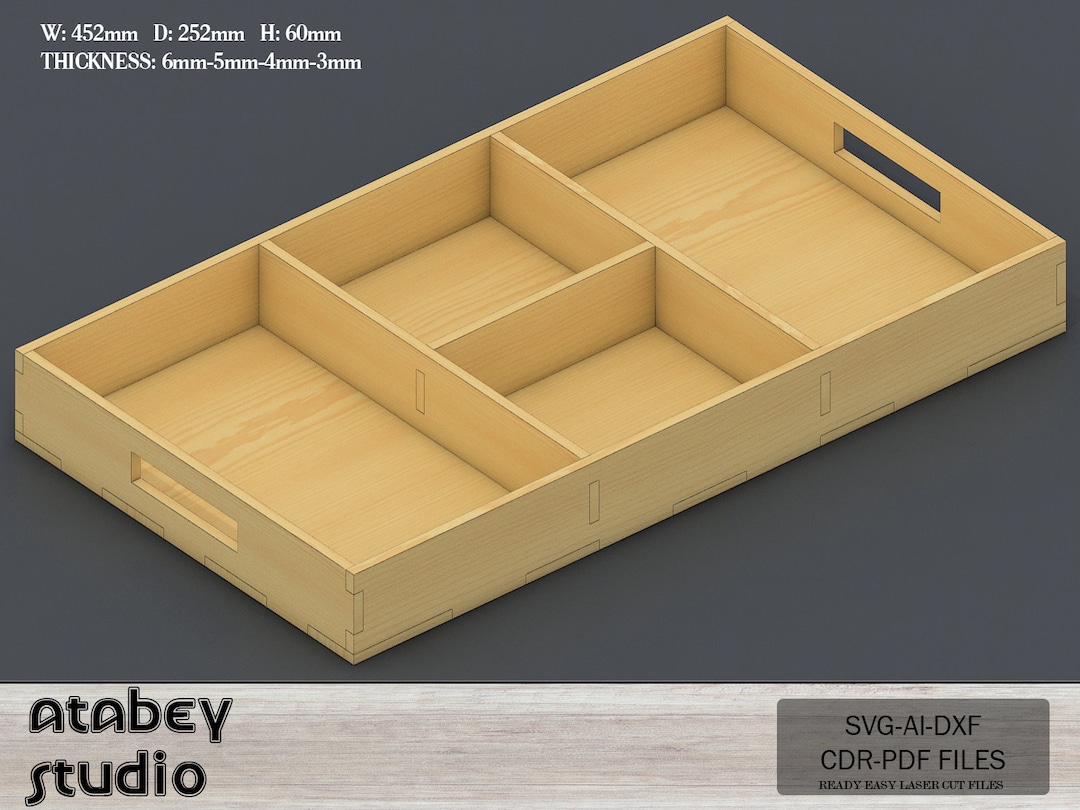 Kitchen Organizer Tray DIY Laser Cut Wooden Tray Plans Customizable ...