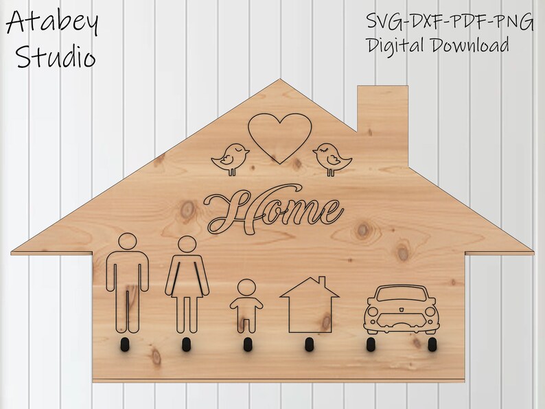 Key hanger svg file key dxf wall mounted key holder laser | Etsy