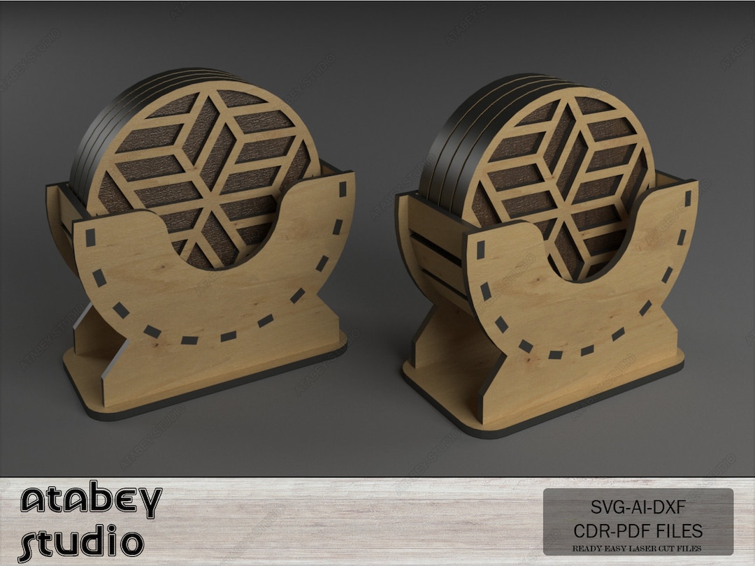 DIY Coaster Holder Design Laser Cut Coaster Organizer Easy Home Decor ...