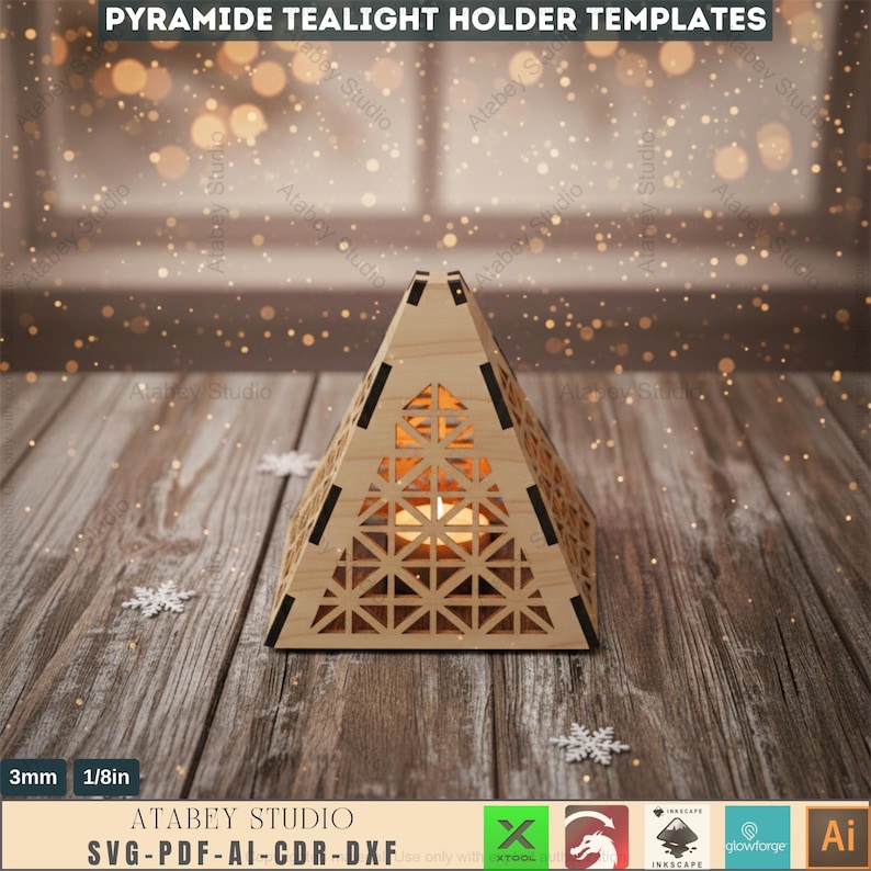 Pyramid Tea Light Lanterns - Laser Cut Candle Holder Files - Plywood ...