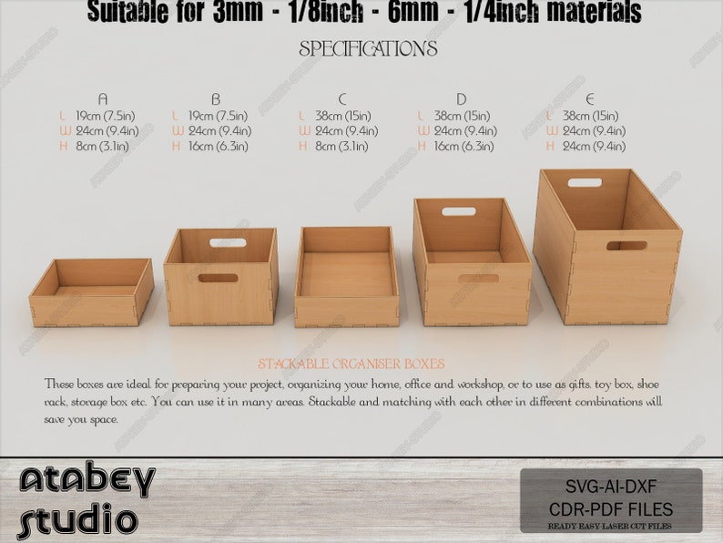 DIY Stackable Storage Boxes - Laser Cut Box Bundle for Home and Office ...