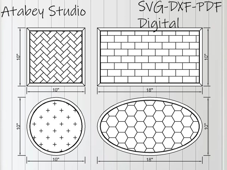 Patterns for Glowforge Svg Herringbone Subway Tile Hexagon and Diamond ...