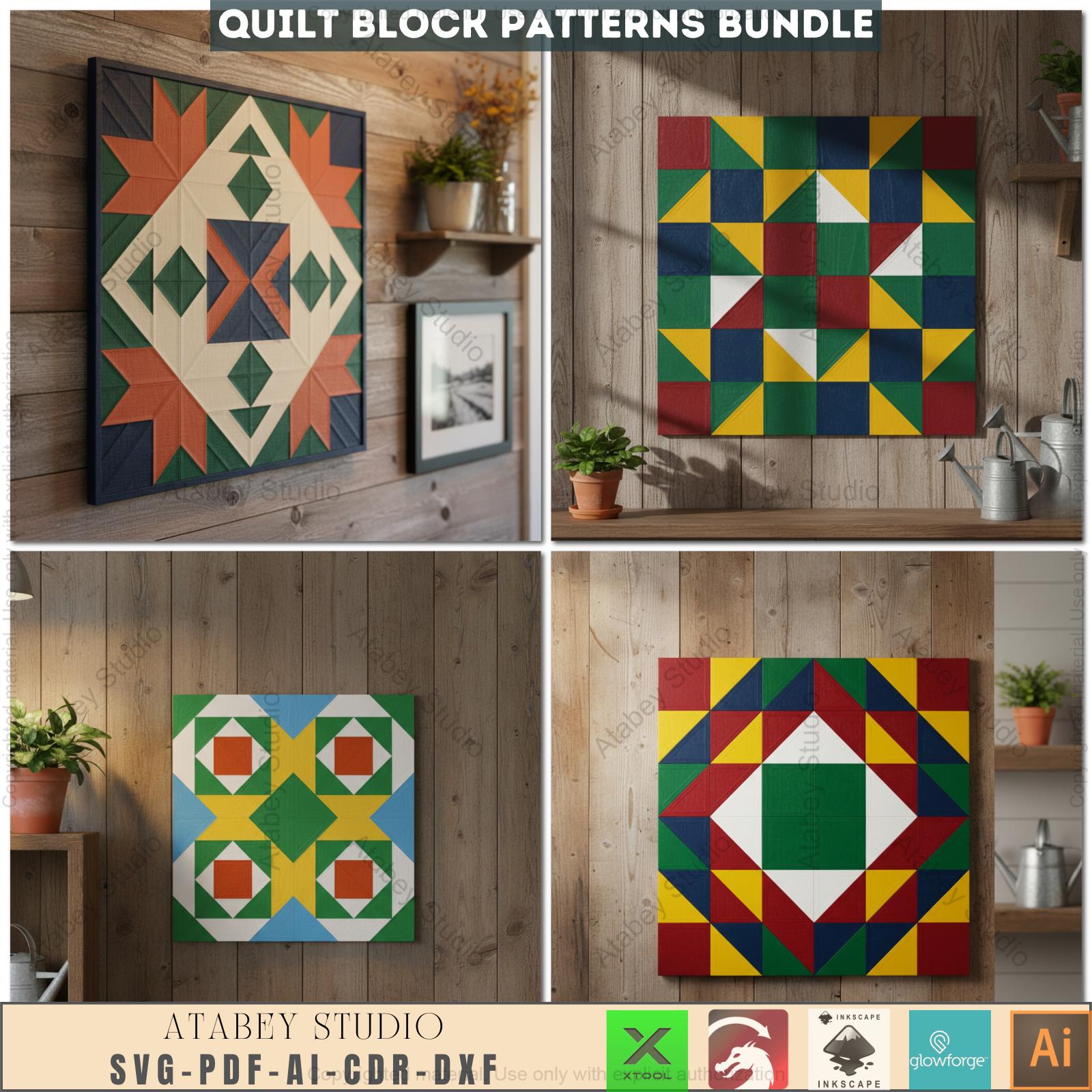 Barn Quilt Block Pattern Mega Bundle | DIY Patchwork Cutting Templates ...