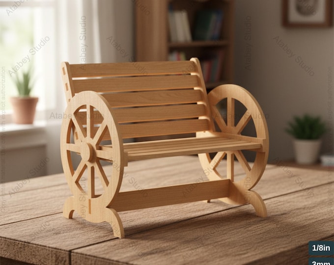 Laser Cut Garden Bench Design: Miniature Wooden Bench (digital Download ...