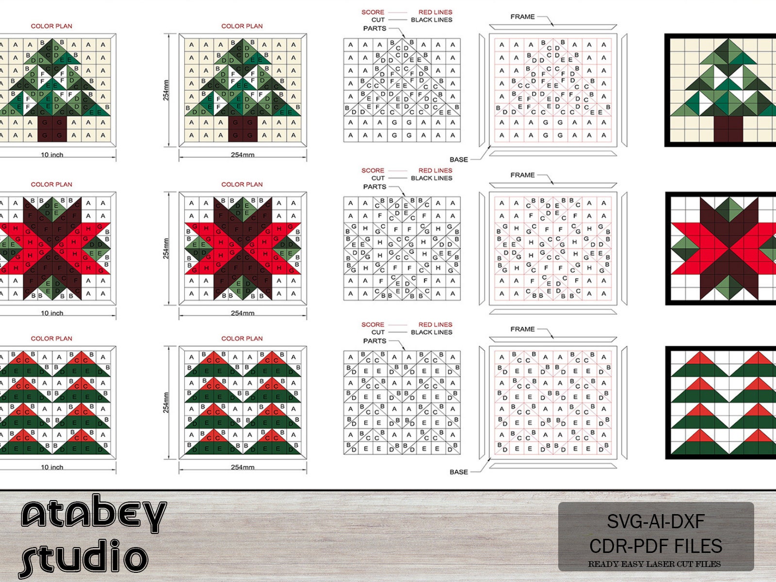 DIY Christmas Barn Quilt Set - Holiday Quilt Block Patterns - Noel Tree ...