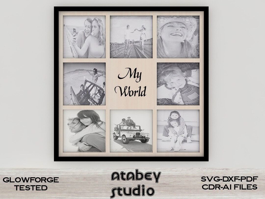 Collage Frame Svg, Picture Frame Svg Dxf Cdr Fıles Glowforge Digital ...