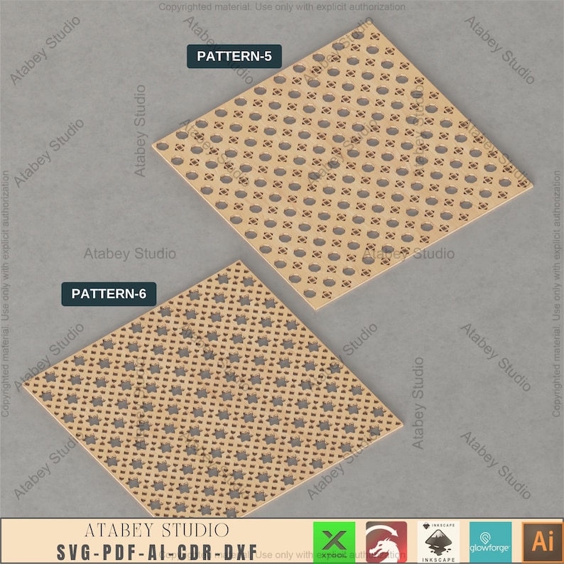 Rattan Cane Webbing SVG Bundle, 18 Rattan Patterns for Laser Cutting ...