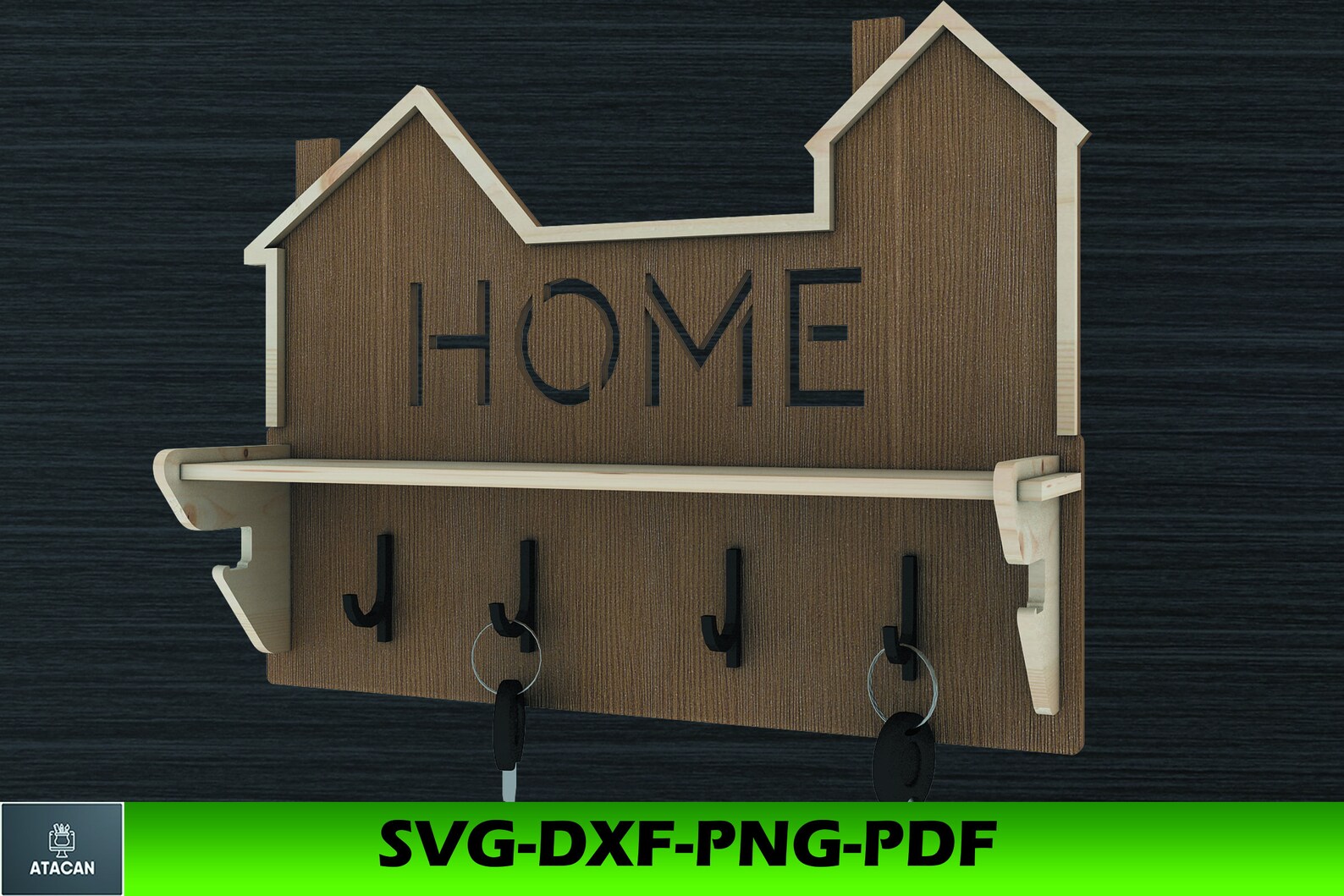 Key Hanger Svg File Key Dxf Wall Mounted Key Holder Laser | Etsy