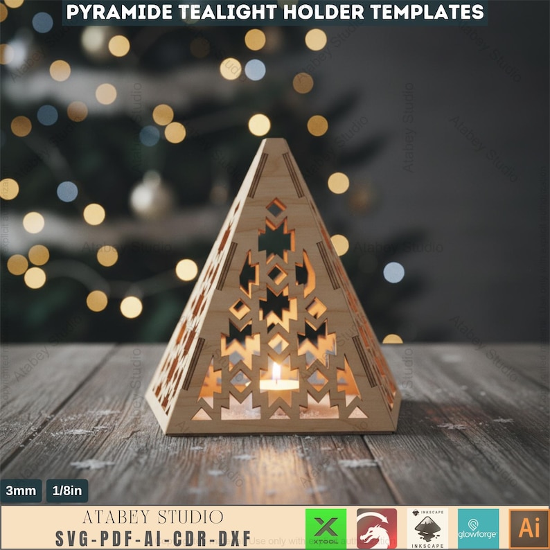 Pyramid Tea Light Lanterns - Laser Cut Candle Holder Files - Plywood ...