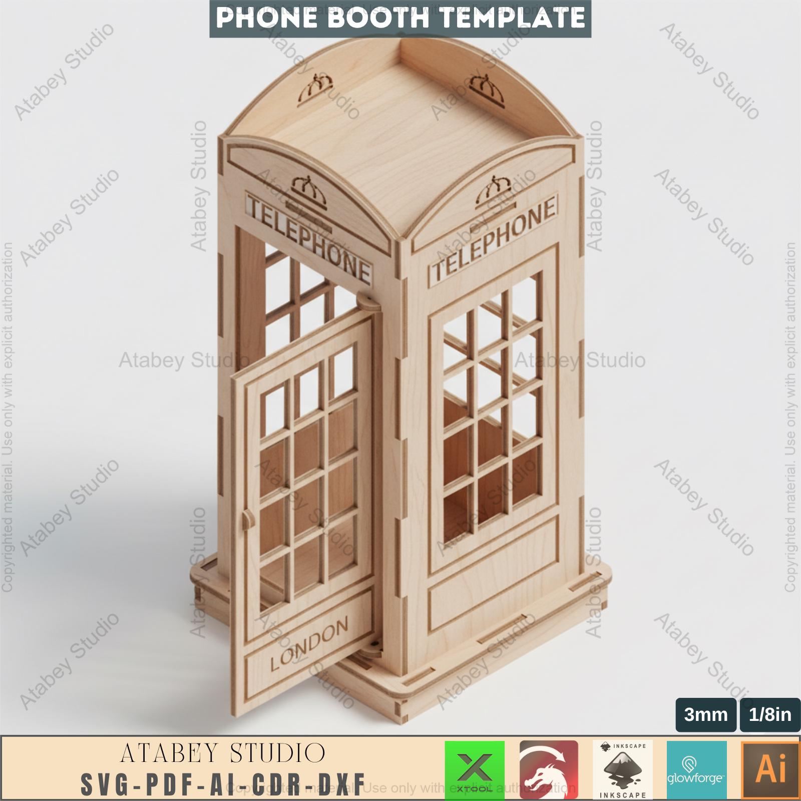 Classic British Phone Booth - Laser Cut Files, DIY Wooden Model Kit ...