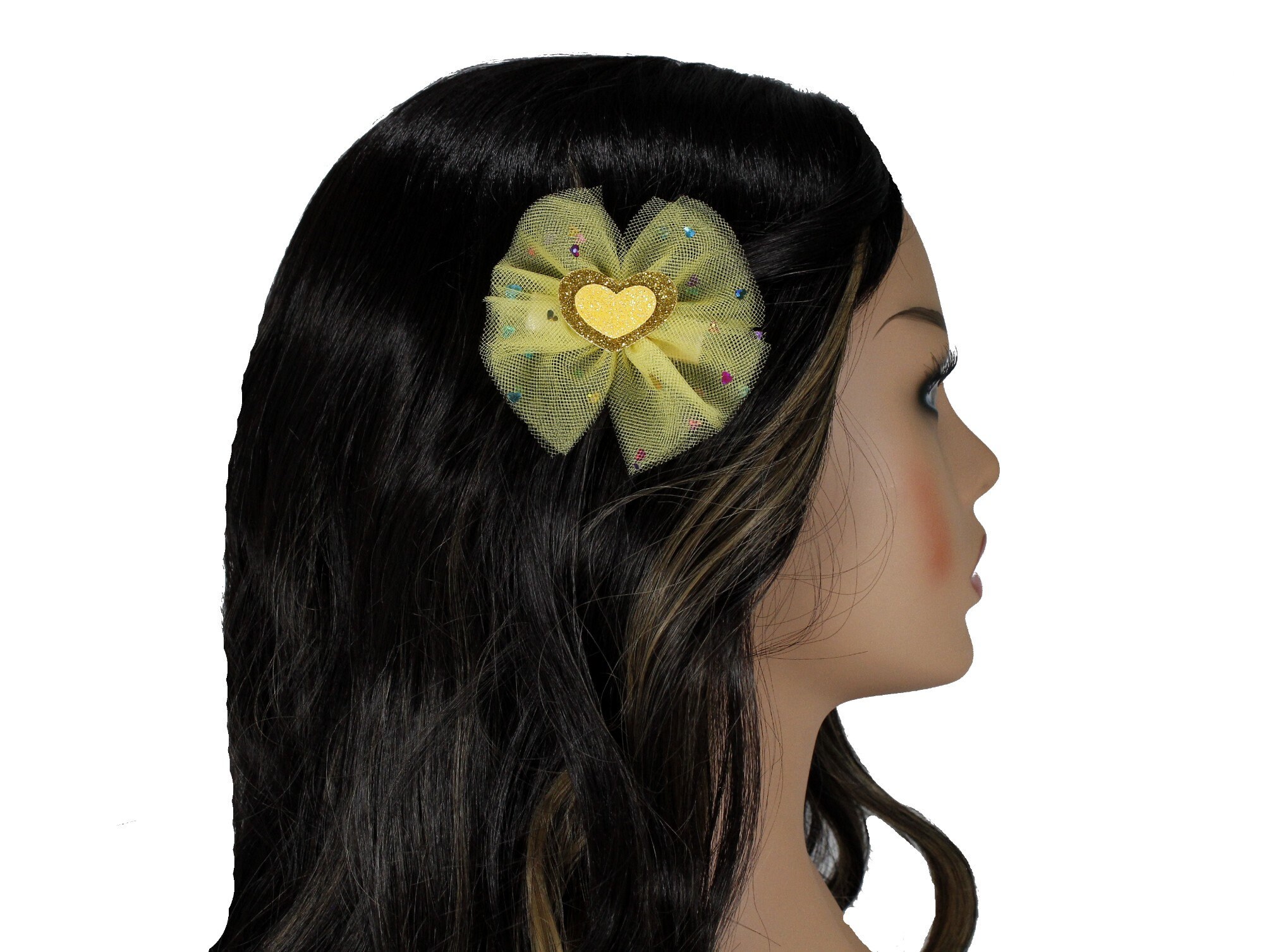 Yellow Bow Hair Clip With Hearts Alligator Clip Bow for Girls - Etsy ...