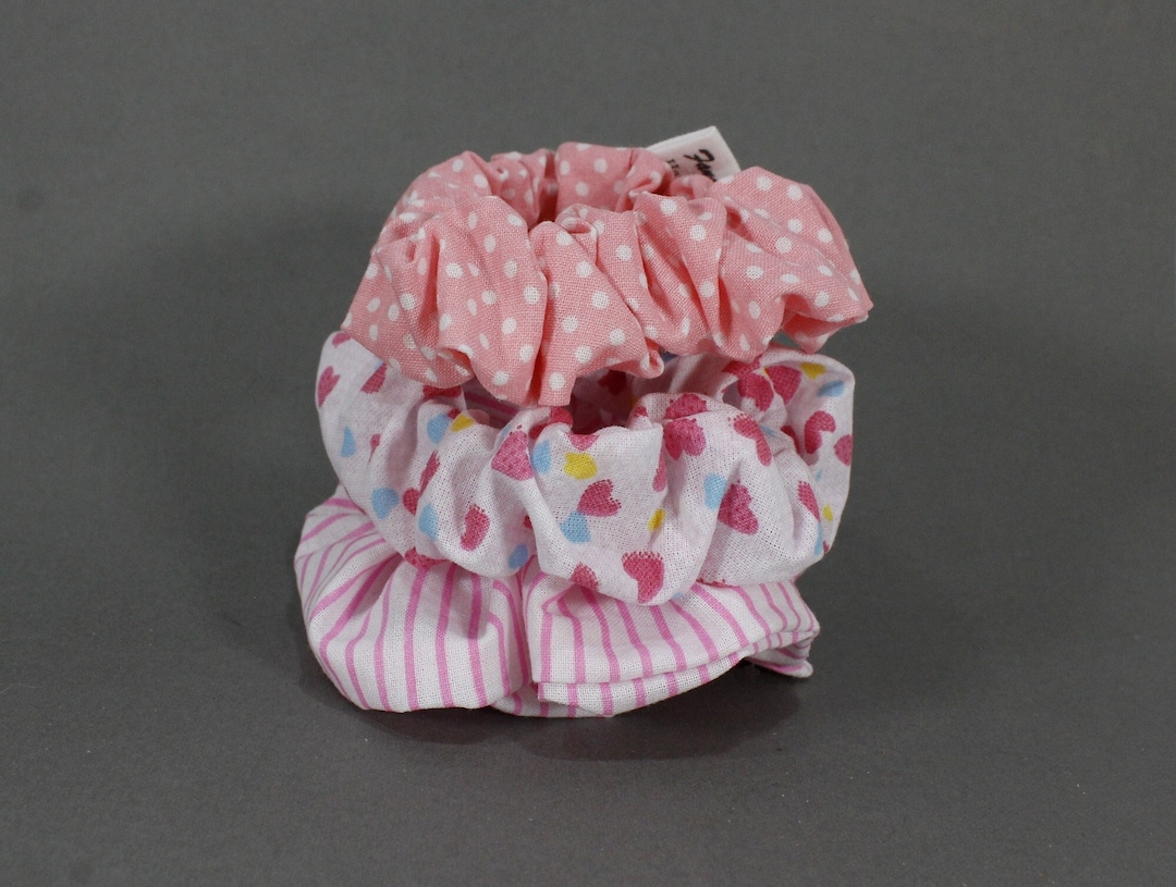 Cute Pink Hair Scrunchies Pack for Girls Valentine Day Scrunchie ...
