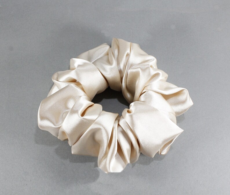 Beige Silky Satin Oversized Scrunchie for Thick Hair Woman or Girls ...