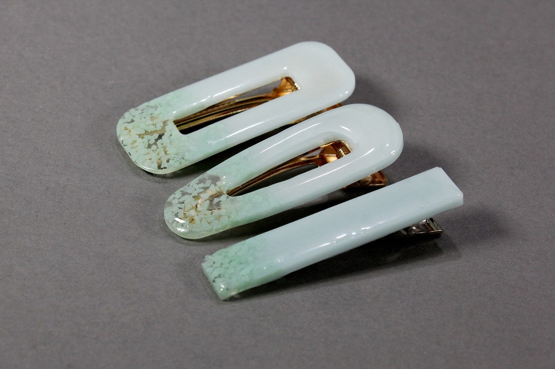 Set of 3 or Choose Your Style Light Green Hair Clip for Woman or Girl ...