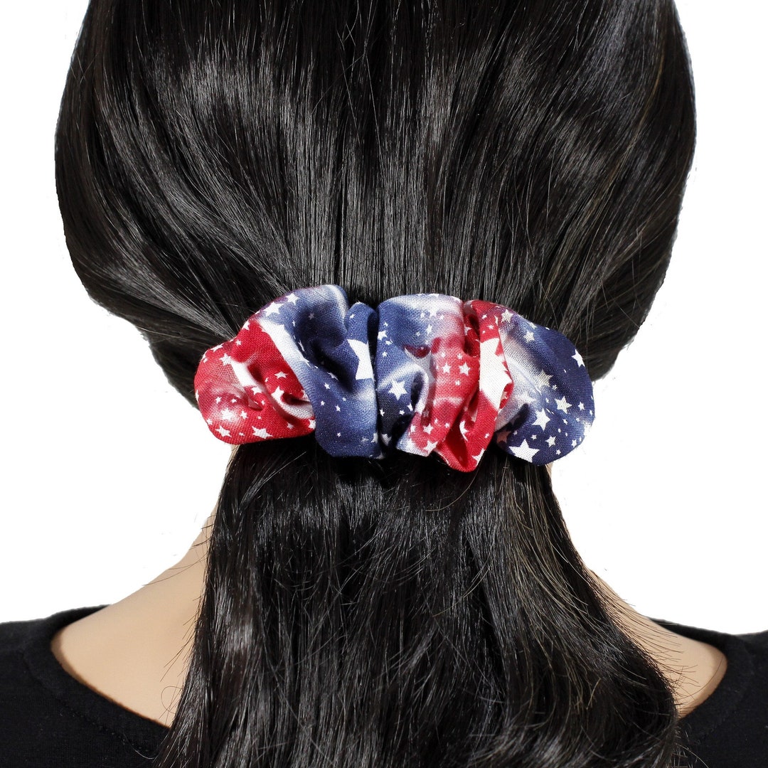 American Flag Barrette Scrunchie: 4th of July Cotton Hair Clip - Etsy